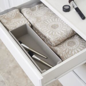 Household Essentials Grey 725-1 Deep Drawer Organizer Box for Storage | 12 in x 4 in x 3.13, Silver