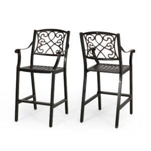 christopher knight home irene outdoor 28" aluminum barstool (set of 2), copper finish