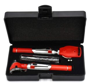 odontomed2011® led pocket otoscope set !double handle ! 2 free replacement bulbs ! bright light led (red)