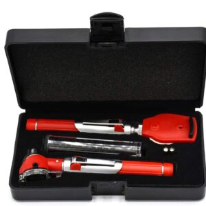 OdontoMed2011® Led Pocket Otoscope Set !Double Handle ! 2 Free Replacement Bulbs ! Bright Light Led (Red)