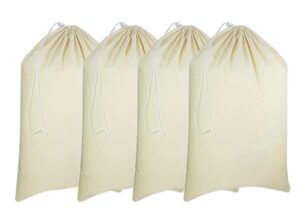 urban villa - 4 pack extra large canvas heavy duty laundry bags natural cotton -multi use- size -71x91 cms