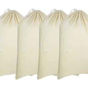 Urban Villa - 4 Pack Extra Large Canvas Heavy Duty Laundry Bags Natural Cotton -Multi Use- Size -71X91 CMS