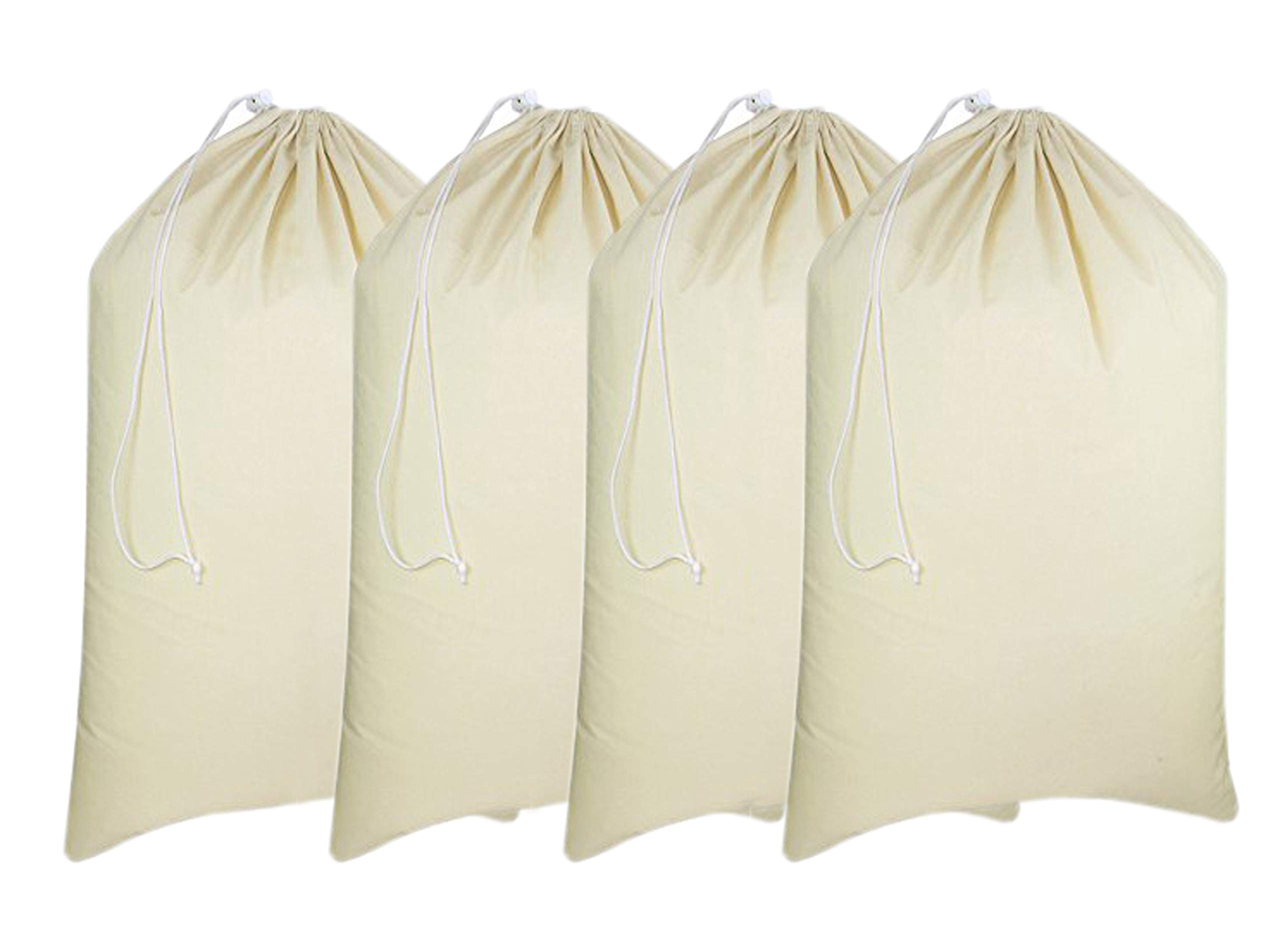 Urban Villa - 4 Pack Extra Large Canvas Heavy Duty Laundry Bags Natural Cotton -Multi Use- Size -71X91 CMS