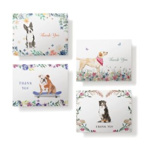 Twigs Paper Thank You Cards Dogs Design - 12 Assorted Dogs Thank You Cards with Envelopes - Made in USA Greeting Card - Eco Friendly Blank Cards and Envelopes - 5.5 x 4.25 Size Appreciation Cards