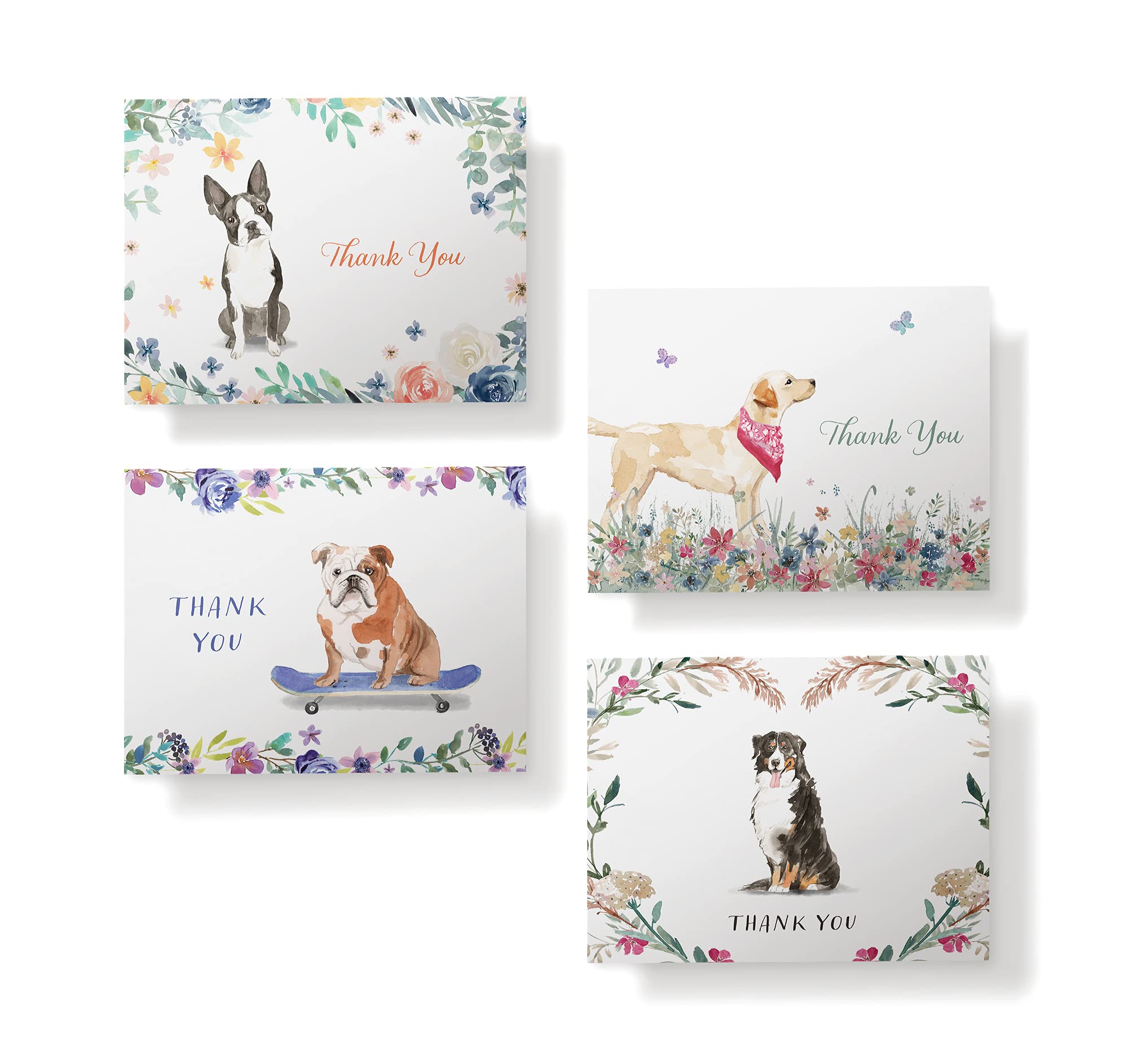 Twigs Paper Thank You Cards Dogs Design - 12 Assorted Dogs Thank You Cards with Envelopes - Made in USA Greeting Card - Eco Friendly Blank Cards and Envelopes - 5.5 x 4.25 Size Appreciation Cards