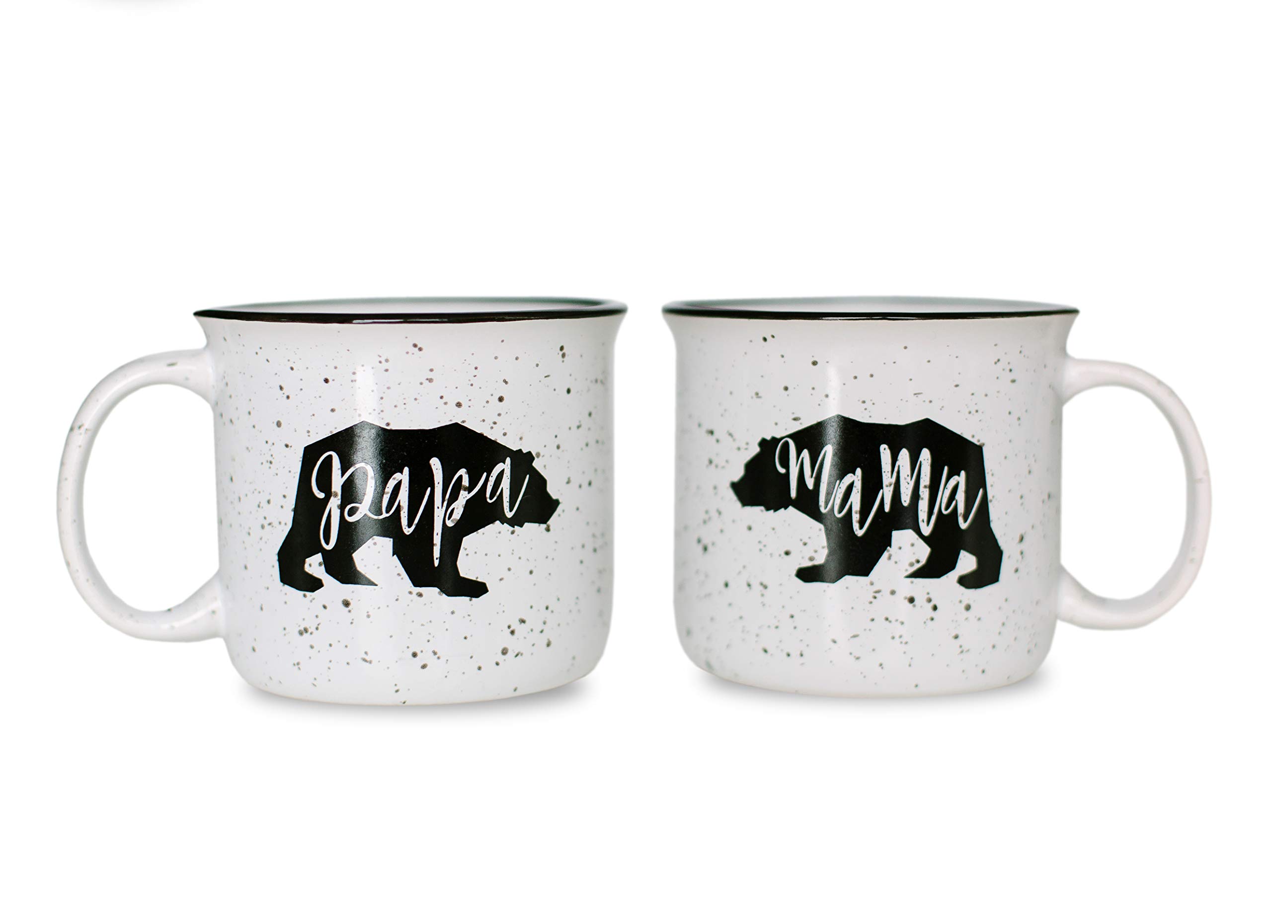 CAM N HONEY Farmhouse Mama Bear & Papa Bear Funny Campfire Couples Coffee Mug Set | 14oz Ceramic Mugs | Mama Bear Mug, Papa Bear Mug | Perfect for Parents