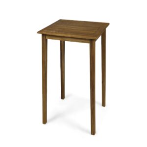 Christopher Knight Home Teresa Outdoor Minimalist Acacia Wood Square Bar Table Teak Finish