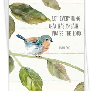 The Best Card Company - Congratulations Greeting Card with Envelope - Beautiful Appreciation, Celebration Card - Scripture Birds C7108ICGG