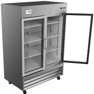 KoolMore - RIR-2D-GD 54" 2 Glass Door Commercial Reach-in Refrigerator Cooler with LED Lighting - 47 cu. ft, Stainless Steel