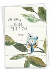 the best card company thank you greeting card w/ 5 x 7 inch envelope (1 card) scripture birds c7108etyg