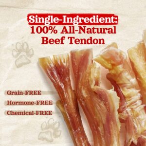 Natural Farm Extra-Thick Beef Tendons (4-6 Inch, 6 Pack), Natural Chondroitin and Collagen: Supports Healthy Joints, Great for Dental Health – Made & Packaged, All Dog Sizes