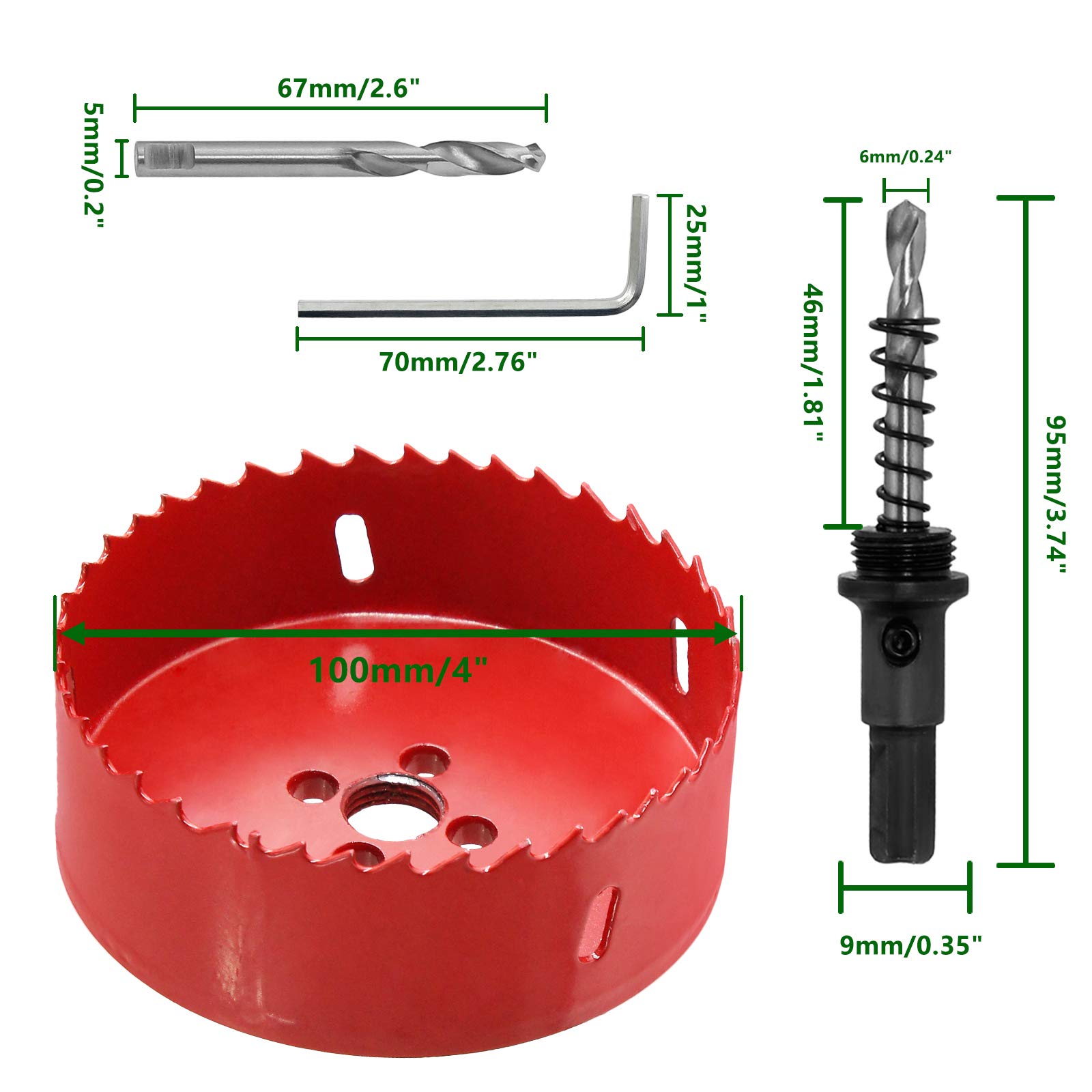 Luomorgo 100mm/4 Hole Saw, 1.4 inch Cutting Depth HSS Bi-Metal Hole Cutter for Wood Cornhole Boards Plastic Drywall & Metal Sheet