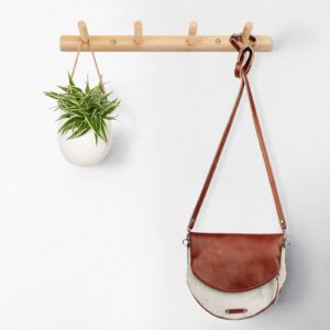 Homode Modern Bamboo Wooden Entryway Coat Hooks, Bathroom Kitchen Towel Rack, Wall Mounted Coat Rack Hat Hanger with 4 Hanging Pegs (Natural)