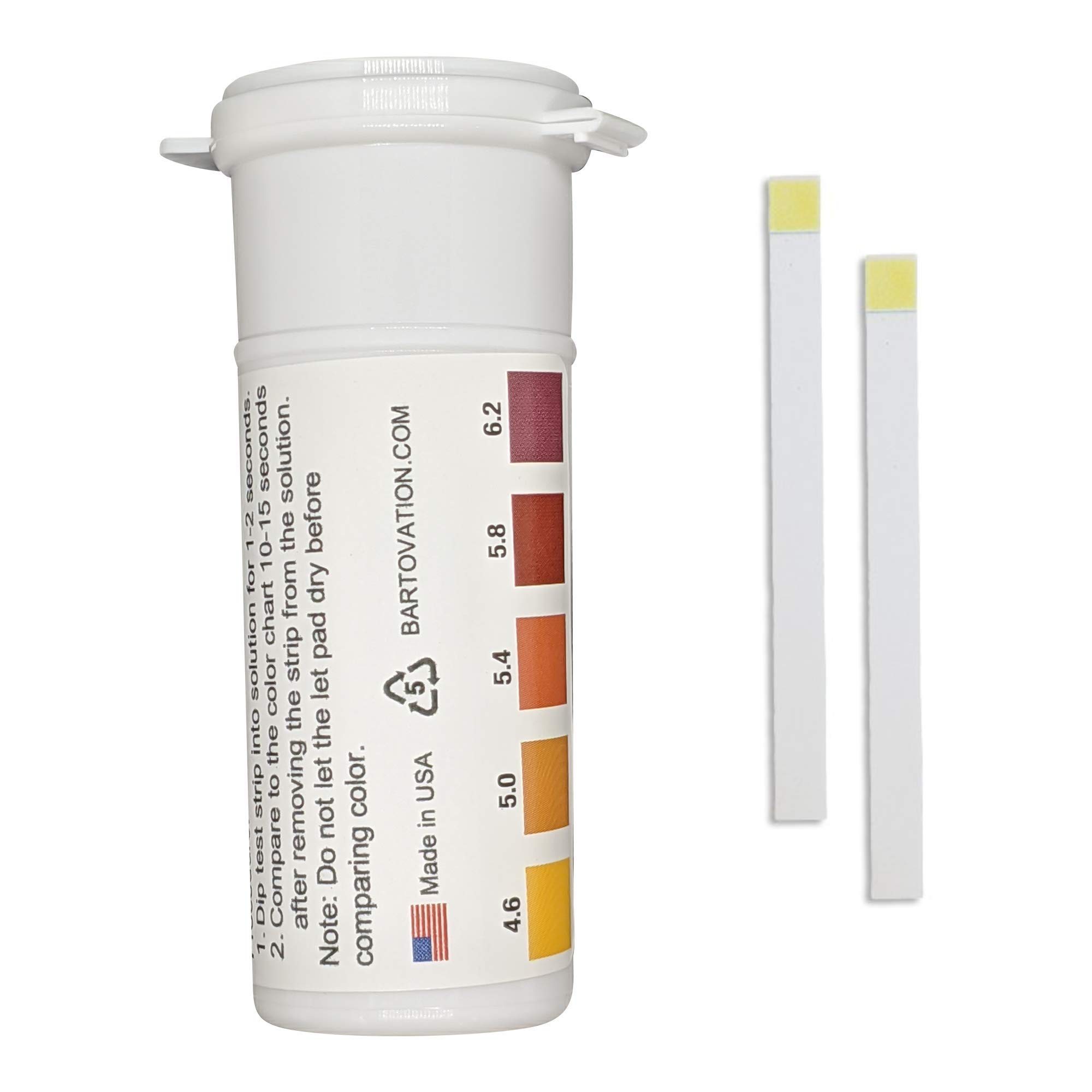 pH Test Strips for Beer Making, Homebrew, Acidity, 4.6 to 6.2 pH [Vial of 100 Strips]