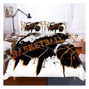 basketball bedding set twin size,3d sports basketball duvet cover set 2 piece (1 duvet cover 1 pillowcases) basketball bedspread for kids