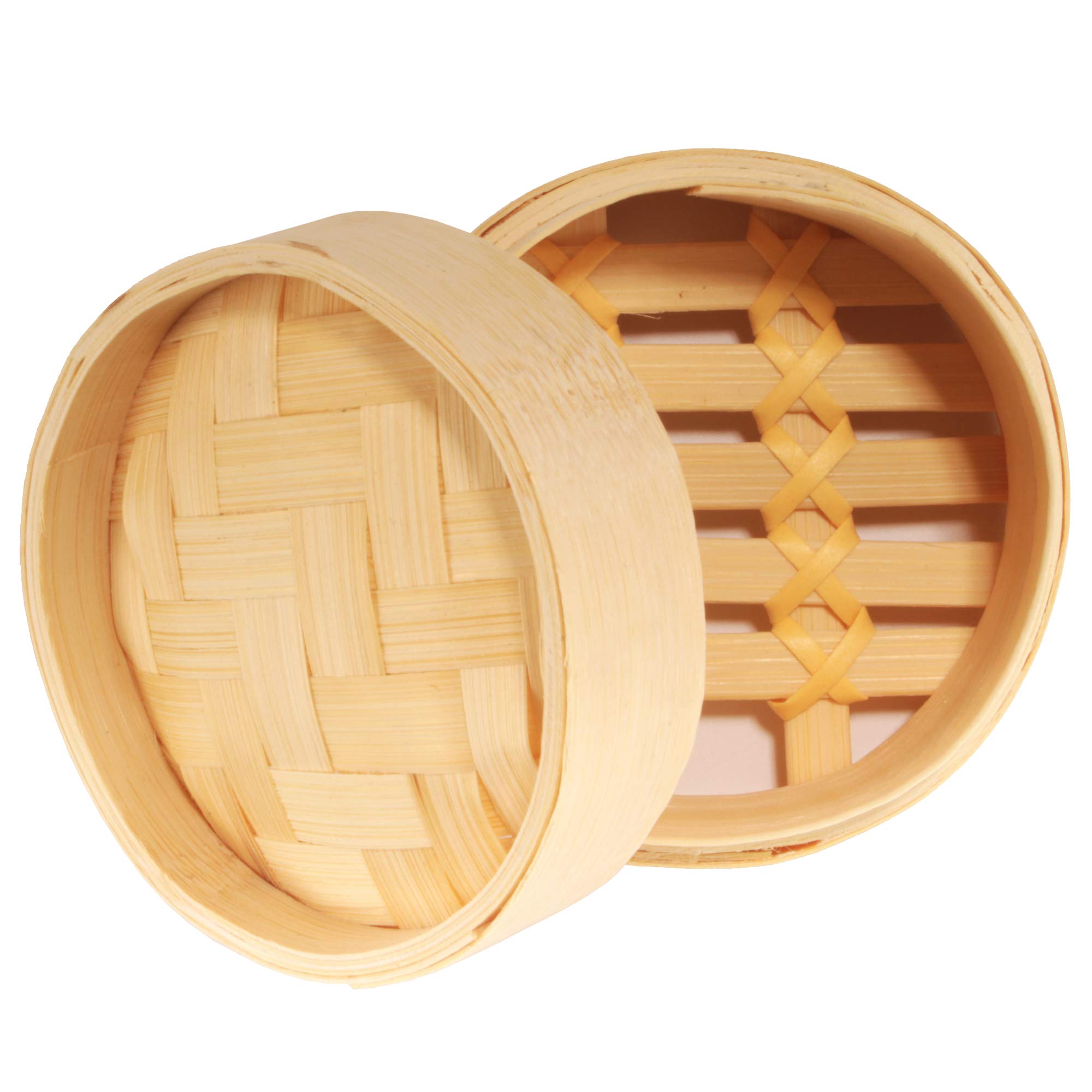 BambooMN 3 Inch Mini Bamboo Dim Sum Dumpling Steamer Basket for Dessert Party Favors Wedding Birthday Home Decorations Supplies, 10 Pieces