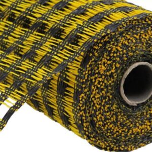 Poly Burlap Check Deco Mesh, 10" x 10 Yards (Black, Yellow)