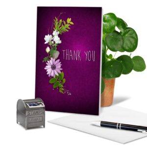 The Best Card Company Thank You Greeting Card with 5 x 7 Inch Envelope (1 Card) Many Thanks Purple C6842GTYG