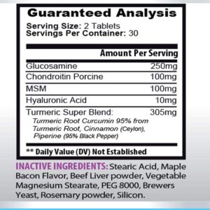 PET SUPPLEMENTS & NUTRITION LLC Dog Hip and Joint Powder - Joint Health with Turmeric - MSM - GLUCOSAMINE - Hip Support - Dog glucosamine and chondroitin - 120 Tablets (2 Bottles)