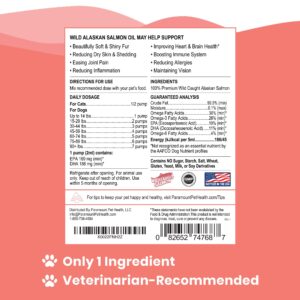 Wild Alaskan Salmon Oil for Dogs & Cats - Skin & Coat Supplement - 100% Wild Caught Bottled in USA - Vet Recommended…(16 Ounce)