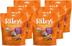 riley's organics pumpkin & coconut large bone dog treats 6 pack 5 oz