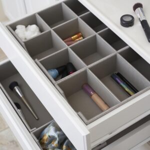 Household Essentials Grey 725-1 Deep Drawer Organizer Box for Storage | 12 in x 4 in x 3.13, Silver