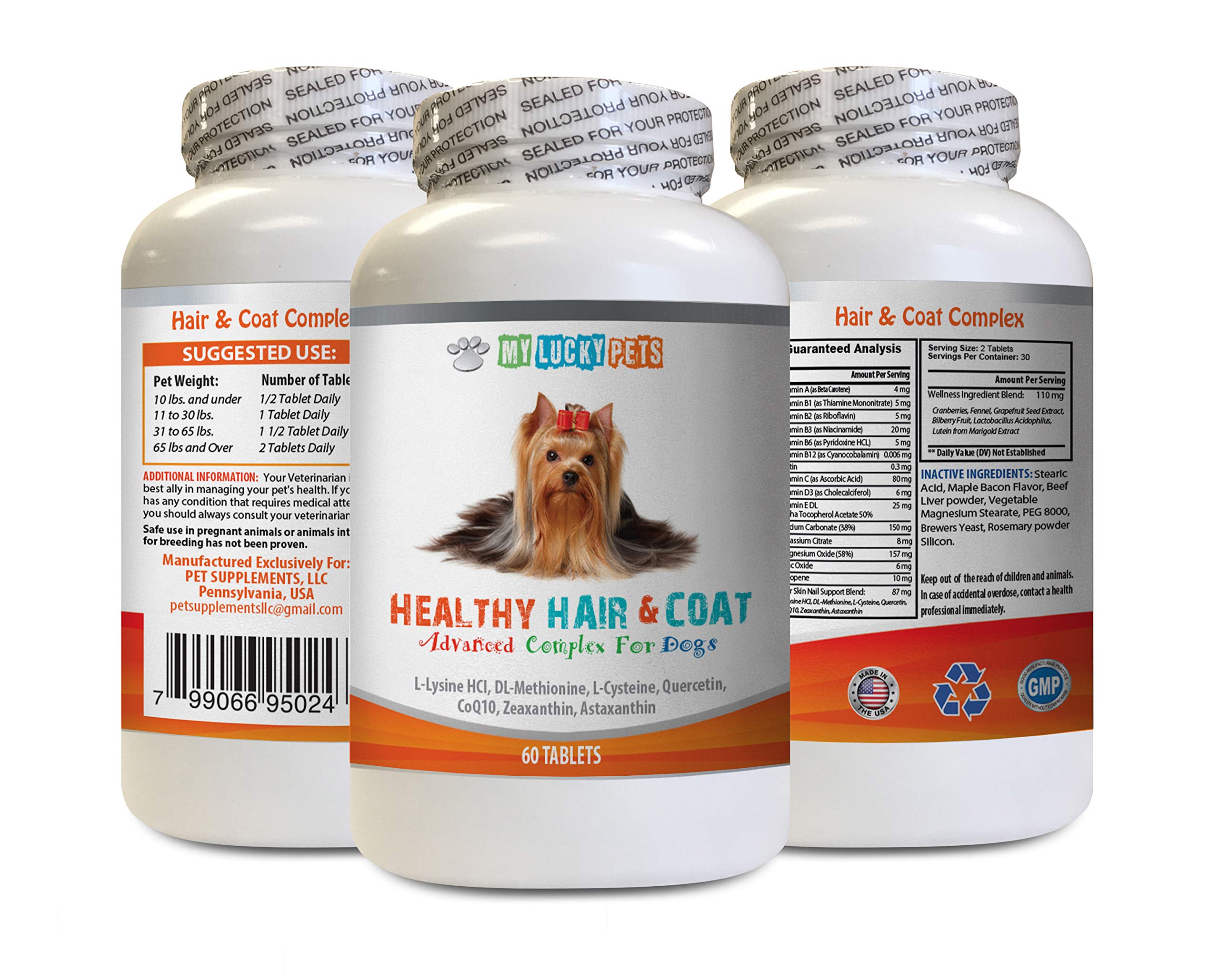 MY LUCKY PETS LLC Dog Skin Soother - Dog Healthy Hair and Coat - Shinny Coat - Skin Health - Immune Support - Nail Health - Dog Immune System Booster - 60 Treats (1 Bottle)