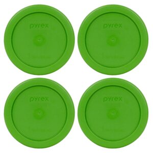 pyrex 7202-pc 1 cup lawn green round plastic food storage lids - 4 pack made in the usa