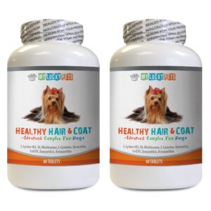 MY LUCKY PETS LLC Dog Hair and Coat Supplement - Dog Healthy Hair and Coat - Shinny Coat - Skin Health - Immune Support - Nail Health - Dog Vitamin e - 120 Treats (2 Bottles)