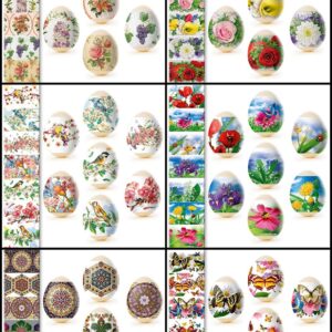 Easter Egg Wraps for 42 Hen Eggs, 6 Sleeves, 42 Designs, Heat Shrink, Pysanka #1