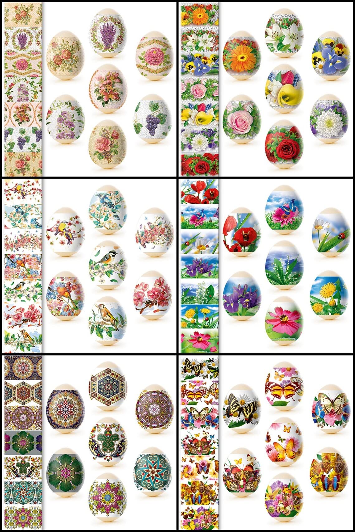 Easter Egg Wraps for 42 Hen Eggs, 6 Sleeves, 42 Designs, Heat Shrink, Pysanka #1