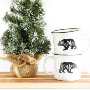 CAM N HONEY Farmhouse Mama Bear & Papa Bear Funny Campfire Couples Coffee Mug Set | 14oz Ceramic Mugs | Mama Bear Mug, Papa Bear Mug | Perfect for Parents