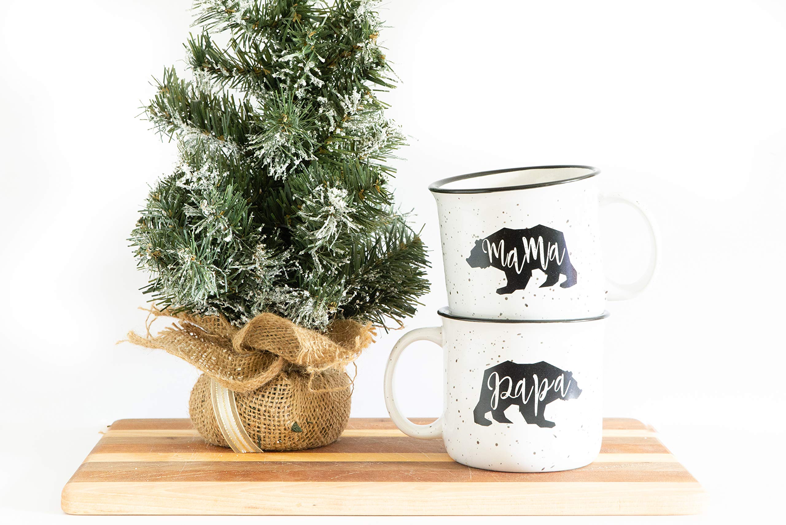 CAM N HONEY Farmhouse Mama Bear & Papa Bear Funny Campfire Couples Coffee Mug Set | 14oz Ceramic Mugs | Mama Bear Mug, Papa Bear Mug | Perfect for Parents