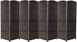 sorbus 8 panel room divider 6 ft. tall - privacy screen, extra wide double hinged panels, diamond double-weaved, partition room dividers and folding privacy screens, wall divider for room separation