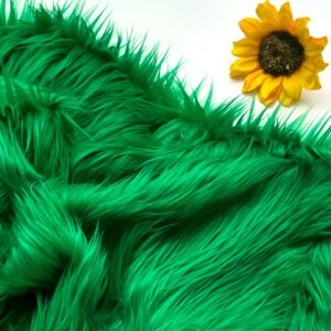 bianna emerald kelly green faux fur fabric, by the yard, american seller, luxury shag shaggy material for crafting, sewing, costumes, fursuits, home decor (12x12 inches)