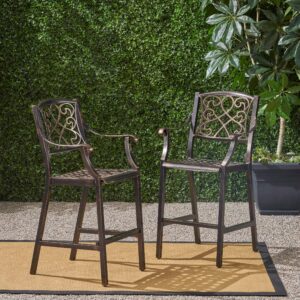 Christopher Knight Home Irene Outdoor 28" Aluminum Barstool (Set of 2), Copper Finish