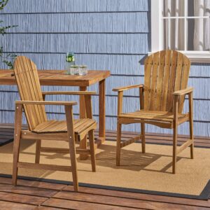 GDFStudio Outdoor Weather Resistant Acacia Wood Adirondack Dining Chairs (Set of 2), Natural Finish