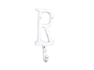 hampton nautical whitewashed cast iron letter r alphabet wall hook 6" - home wall decor - decor