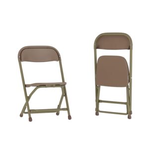 flash furniture 2 pk. kids brown plastic folding chair