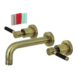 kingston brass ks8123dkl concord 2-handle wall mount bathroom faucet, antique brass