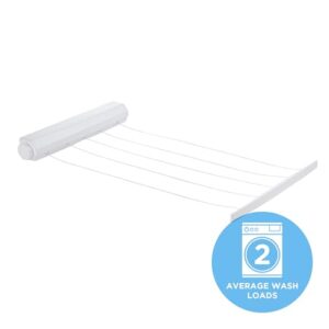 Minky Homecare 5 Line Retractable Indoor Clothesline - 5 x 14 Feet Wall Mounted Drying Rack Laundry Line - 72 Feet, White