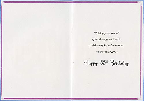 Designer Greetings You're 55 Blue and Purple Brush Strokes Age 55 / 55th Birthday Card