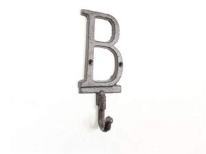 hampton nautical cast iron letter b alphabet wall hook 6" - door decor - decorative cast iron