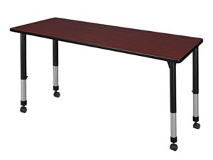 regency kee height adjustable mobile classroom table, 60" x 24", mahogany