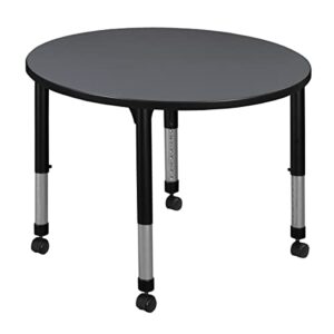 regency kee height adjustable mobile round classroom table, 36", grey