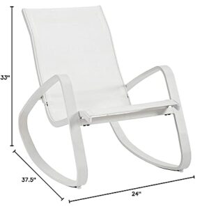 Modway Traveler Outdoor Patio Aluminum Mesh Rocking Sling Gliders, Two Lounge Chairs, White