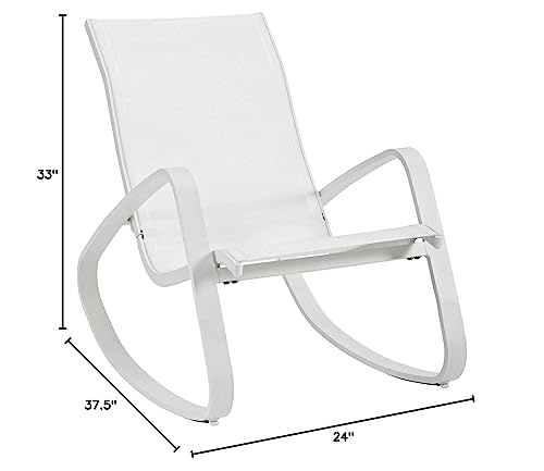 Modway Traveler Outdoor Patio Aluminum Mesh Rocking Sling Gliders, Two Lounge Chairs, White