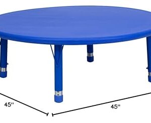 EMMA + OLIVER 45" Round Blue Plastic Height Adjustable Activity Table