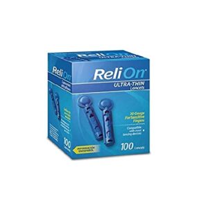 ReliOn 30G Ultra-Thin Lancets, 100-ct | ReliOn Prime Blood Glucose Test Strips, 25-ct | Bundled Set