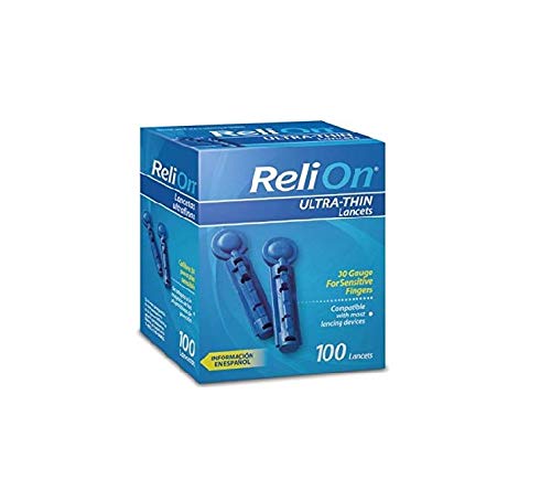 ReliOn 30G Ultra-Thin Lancets, 100-ct | ReliOn Prime Blood Glucose Test Strips, 25-ct | Bundled Set